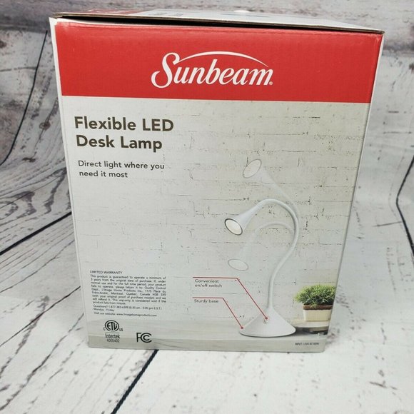 Unlisted | Accents | Sunbeam Led Desk Lamp White With Flexible Neck ...